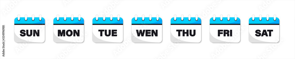Calendar web buttons - Days of the week. The days of week badges. Set ...