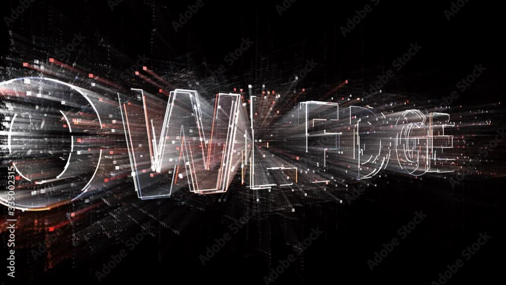 4k KNOWLEDGE word tag cloud;computer code particle.The Matrix binary text design animation ...