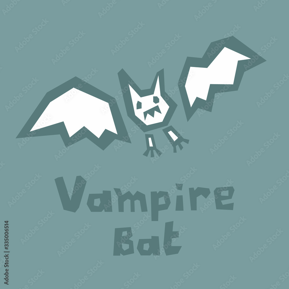 Vampire bat icon, paper cut. Abstract silhouette on a grey or green ...