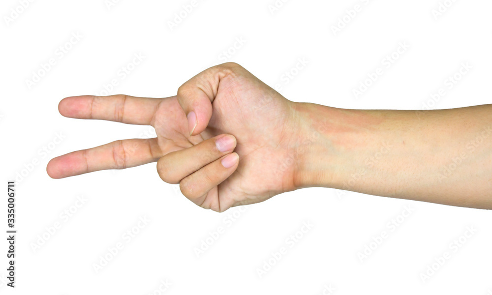 Male hand gesture and sign collection isolated on white background ...