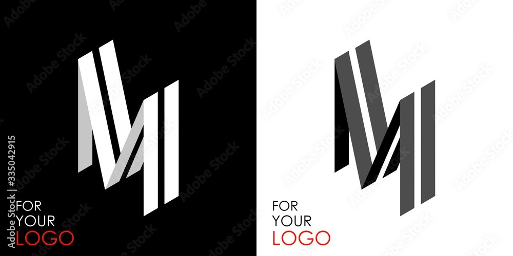 Isometric letter M. From stripes, lines. Template for creating logos ...