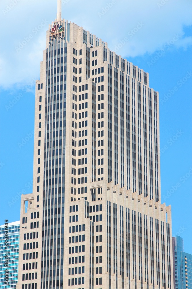 CHICAGO, USA - JUNE 27, 2013: NBC Tower in Chicago. NBC Chicago offices ...