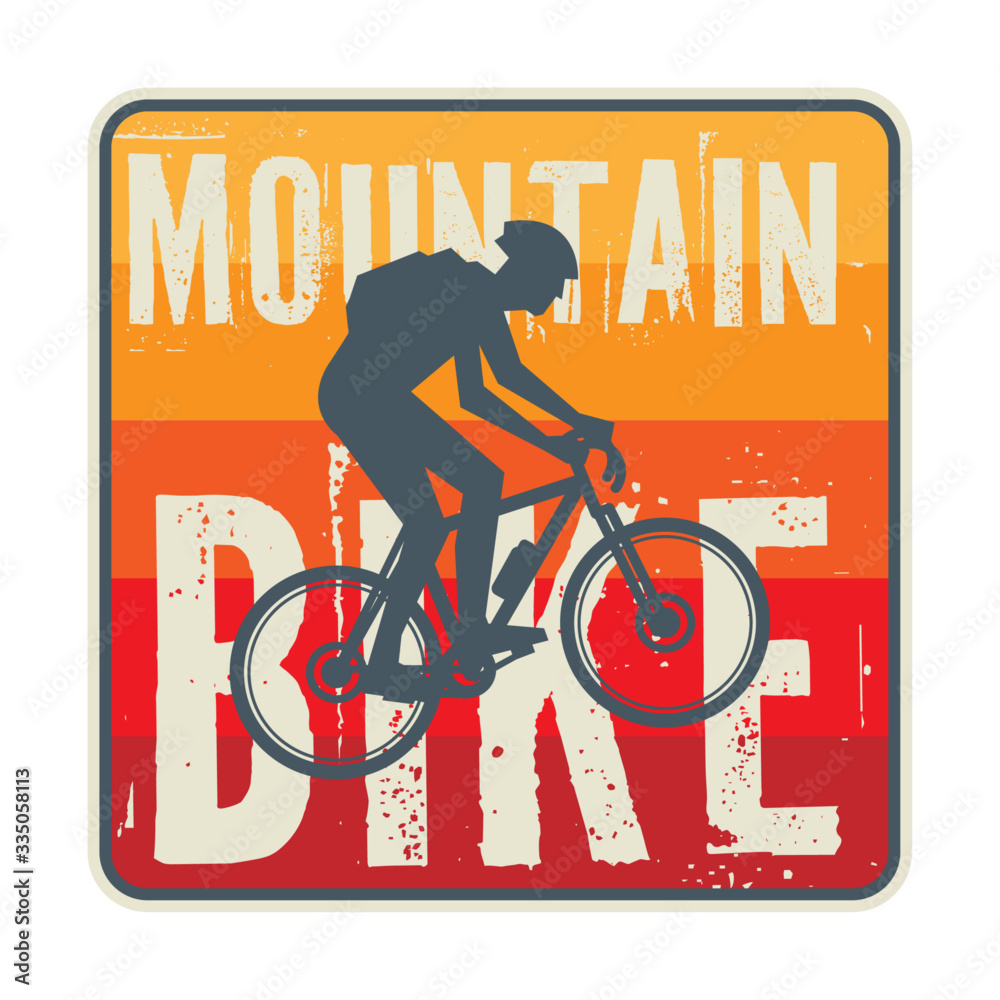Downhill, mountain biking badge, logo, label with rider silhouette ...