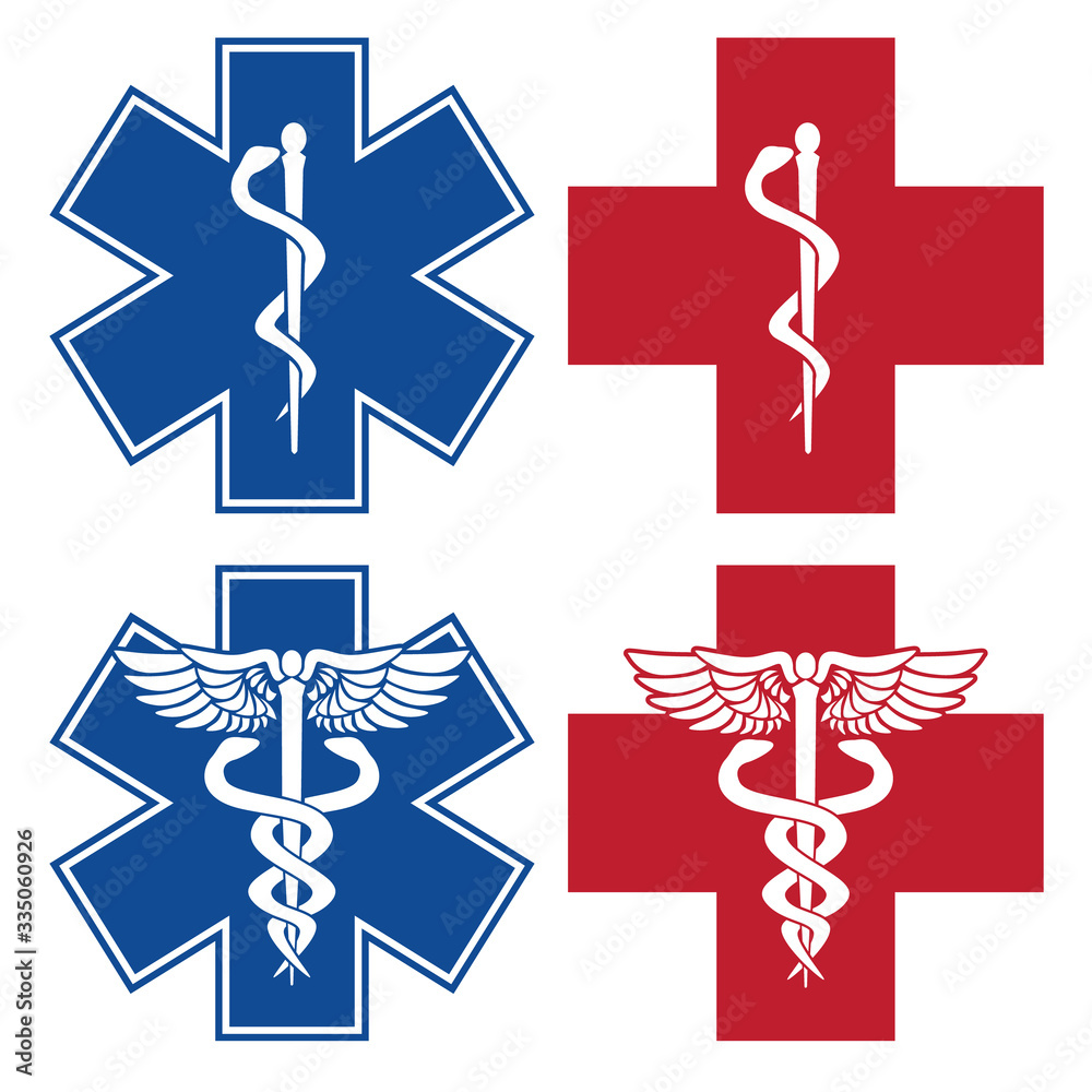 EMT, EMS, Star of Life, Nurse, Doctor Caduceus Medical Services Red and ...