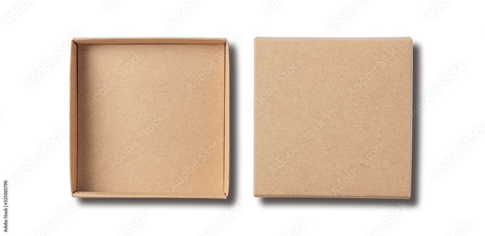 Box top view. open package, Cardboard closed blank paper pack. Square ...