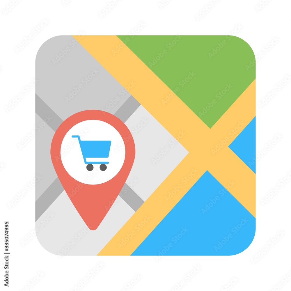 Market location icon. Shopping center, store pin on map sign. Stock ...