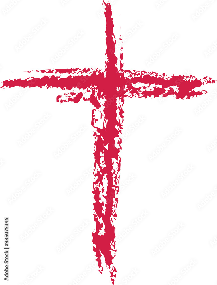 Painted red stroke of Easter Cross Christian Resurrection of Jesus ...
