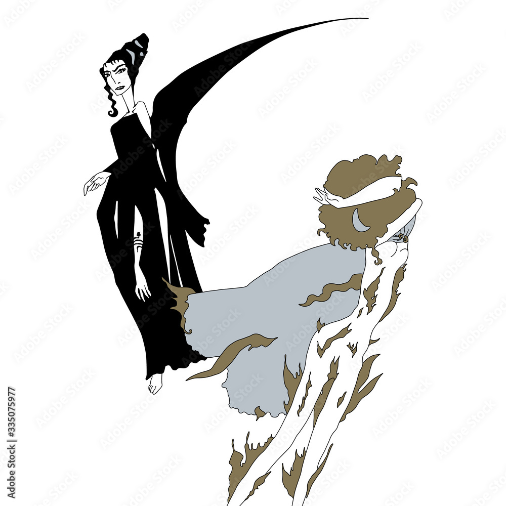 Vecteur Stock Isolated vector illustration. Medea kills princess of ...
