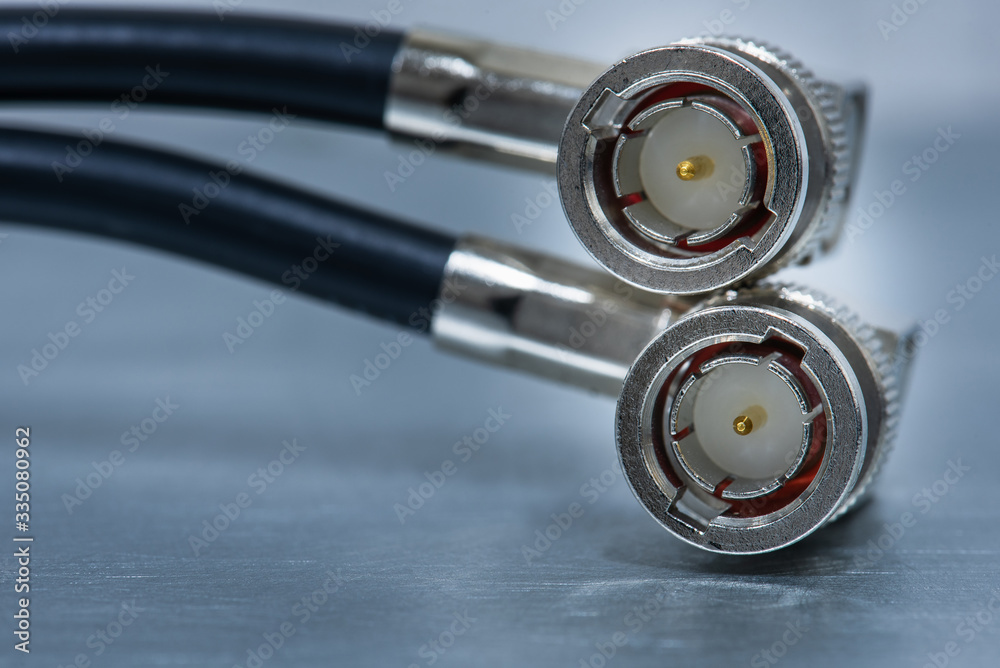 BNC radio frequency connectors that are used with coaxial cable Stock ...