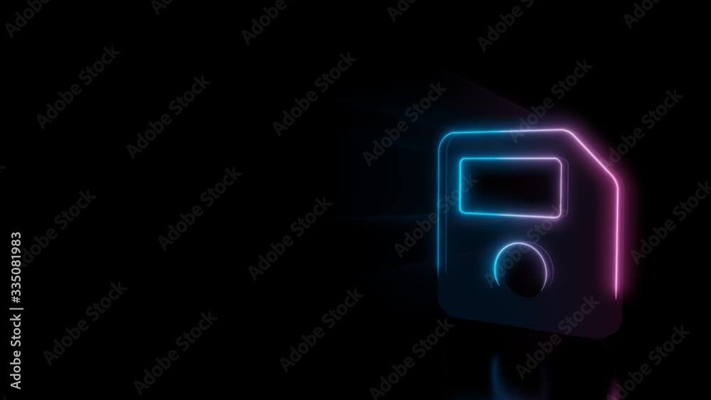 Vidéo Stock Abstract 3d rendering glowing blue purple neon symbol of ...