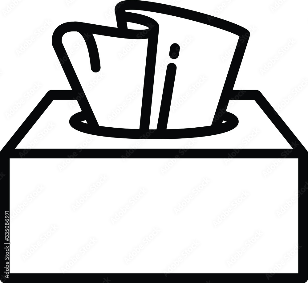 Black and White Clip-art Illustration of Napkin Tissues Box Simple Icon ...