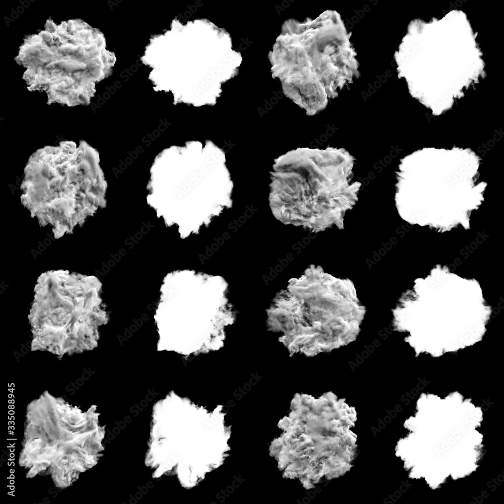 Isolated abstract white smoke with turbulent motion, Multi-color powder ...