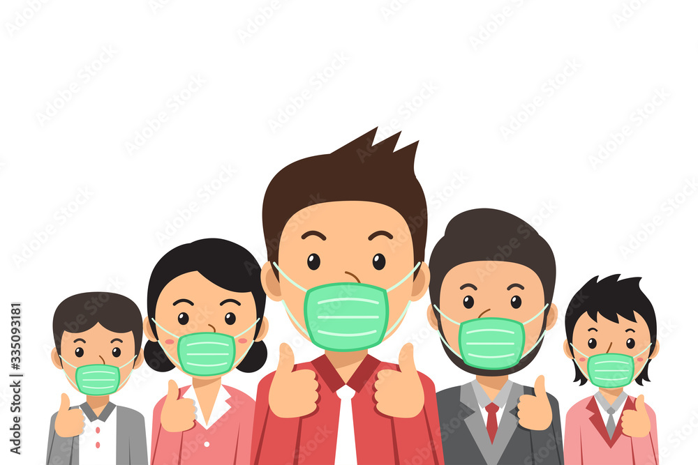 Covid-19 virus protection concept people wearing protective face masks ...