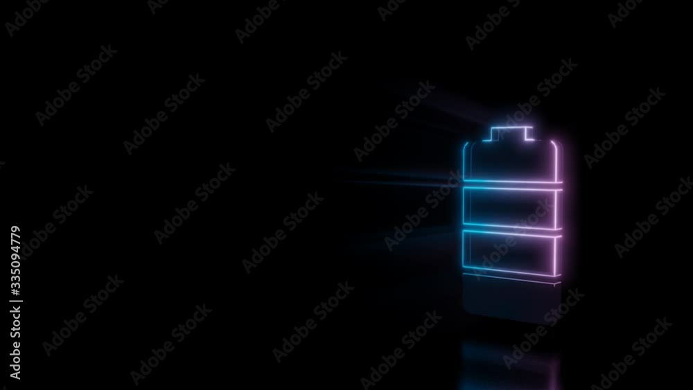 Abstract 3d rendering glowing blue purple neon vertical symbol of full ...