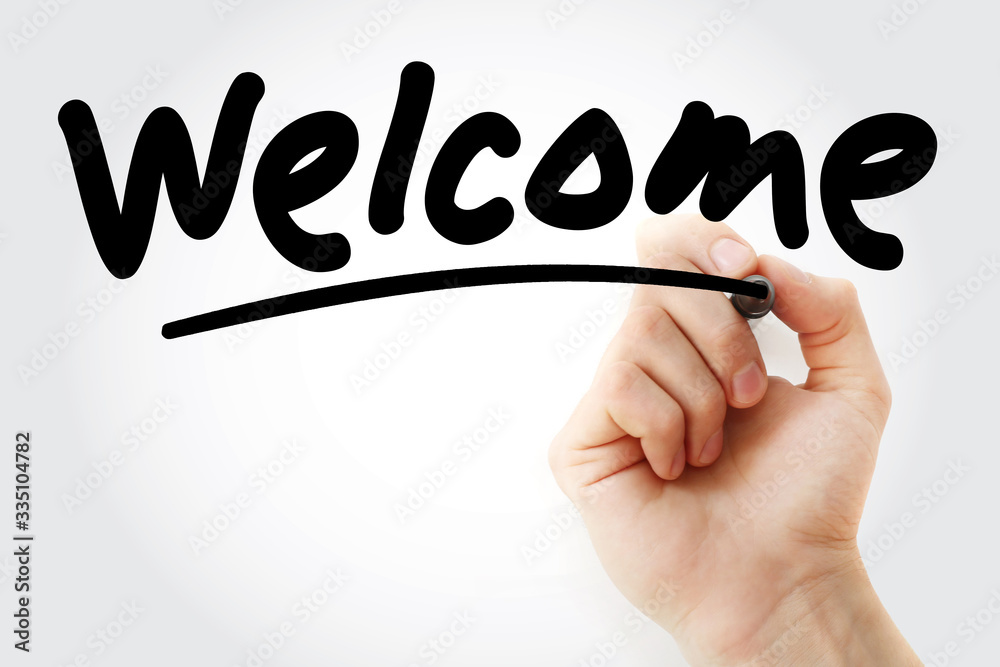 Welcome text with marker, concept background Stock Photo | Adobe Stock