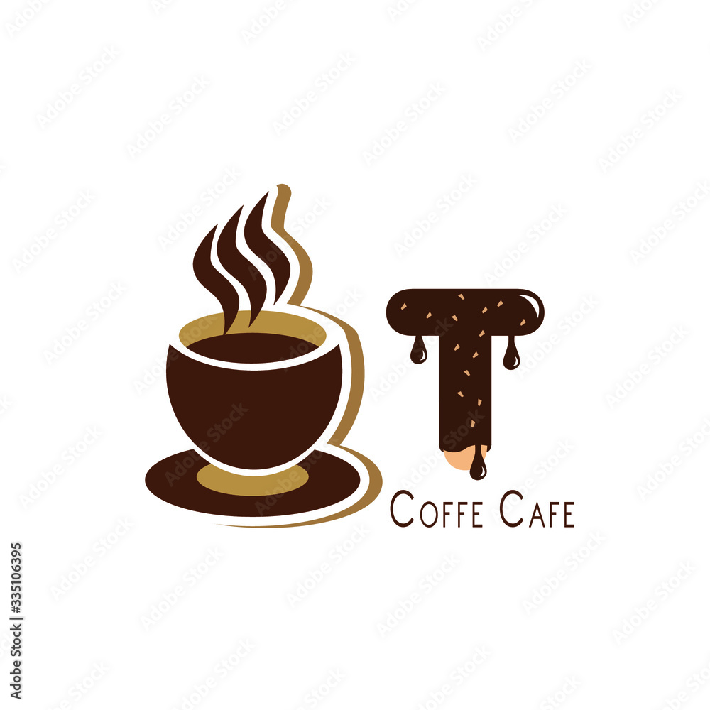 Letter for Coffee logo design vector template with Vintage Concept ...
