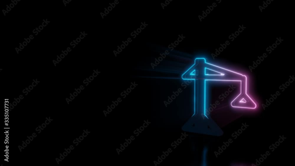 Vidéo Stock Abstract 3d rendering glowing blue purple neon symbol of ...