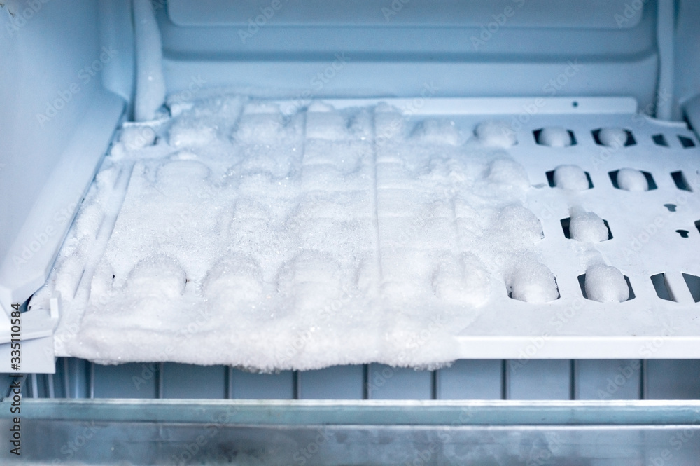 Fridge freezer, ice compartment. Defrost, problem, malfunction. Stock ...