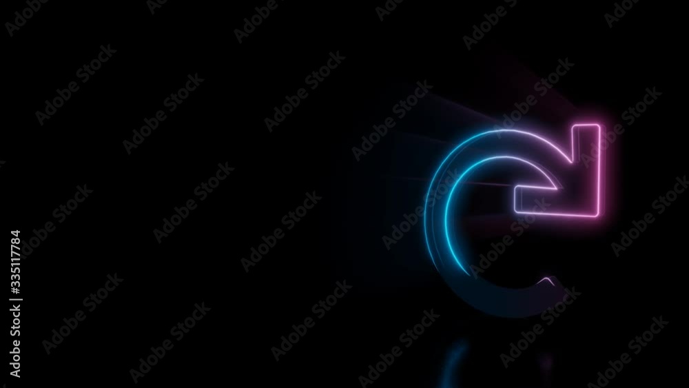 Abstract 3d rendering glowing blue purple neon symbol of redo circle ...