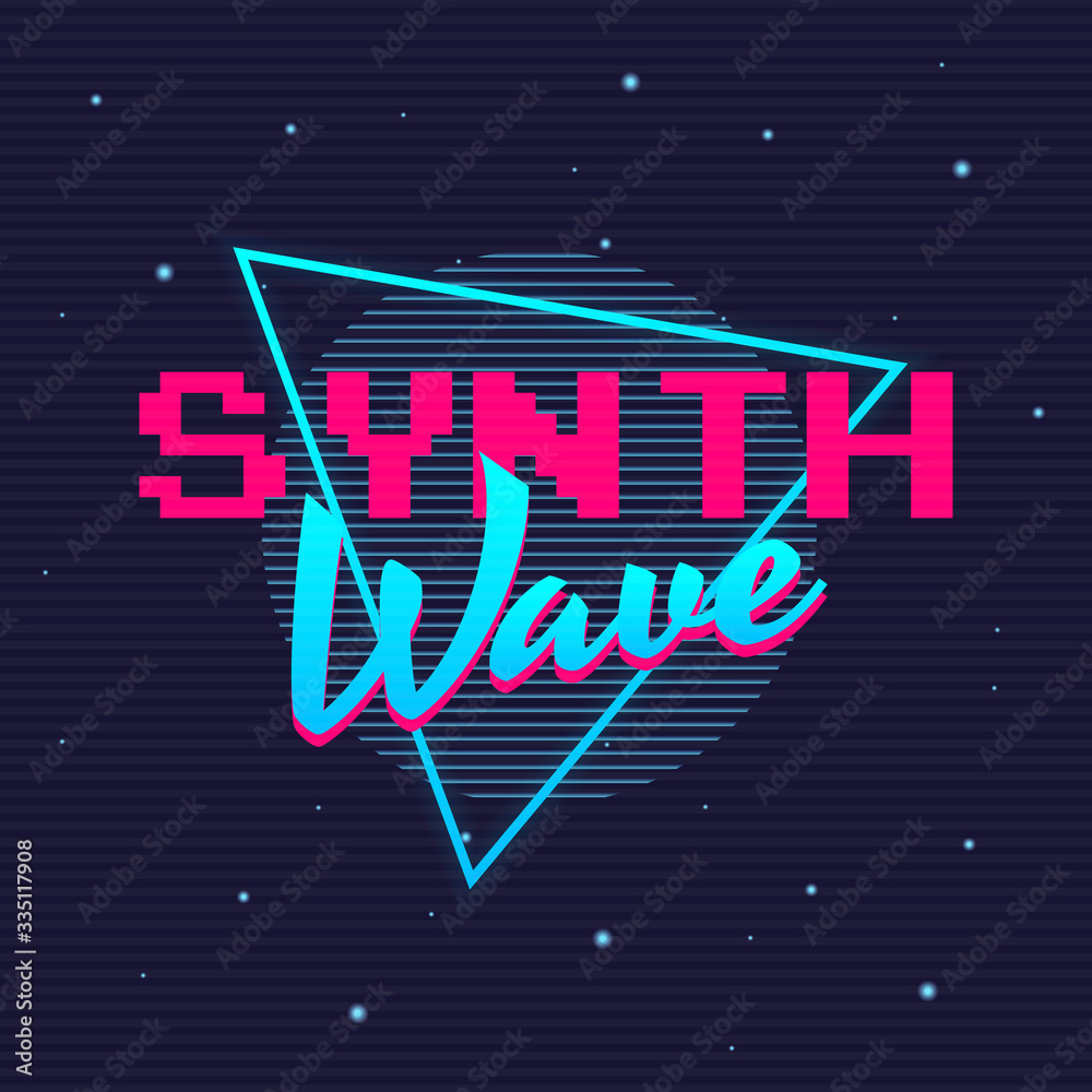 Synthwave retro futuristic glow logo. Neon logo design. 80's style ...