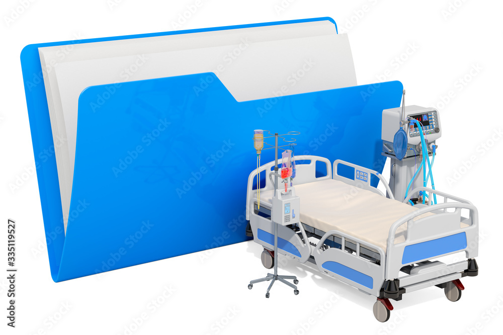 Computer folder icon with intensive care unit, ICU. 3D rendering Stock ...