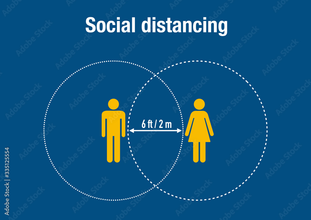 An example of social distancing to reduce the spread of contagious ...