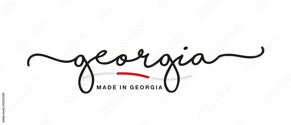 Made in Georgia handwritten calligraphic lettering logo sticker flag ...