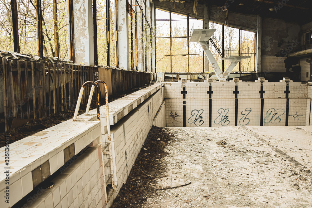 swimming pool ancient decayed places lost place springboard horror ...