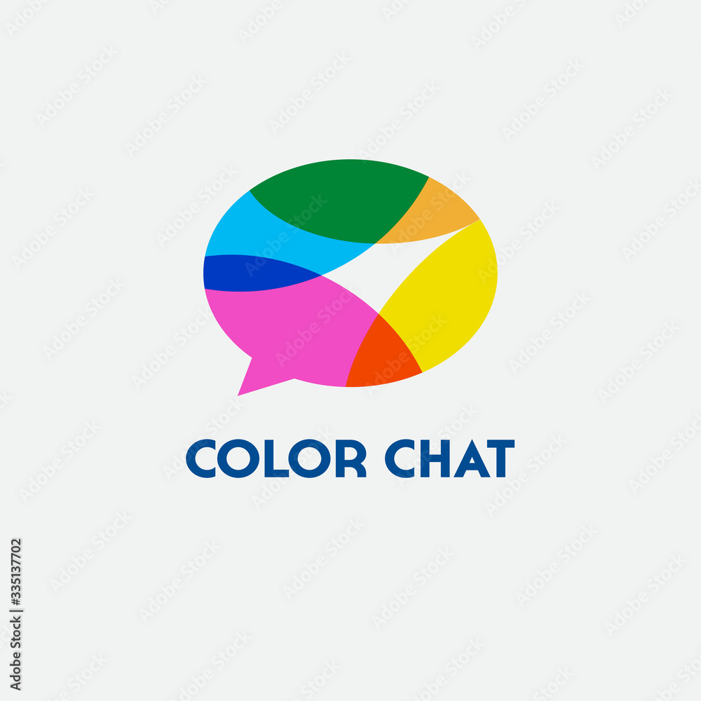 Color chat logo. Language school logo. Conversational club icon. Chat ...