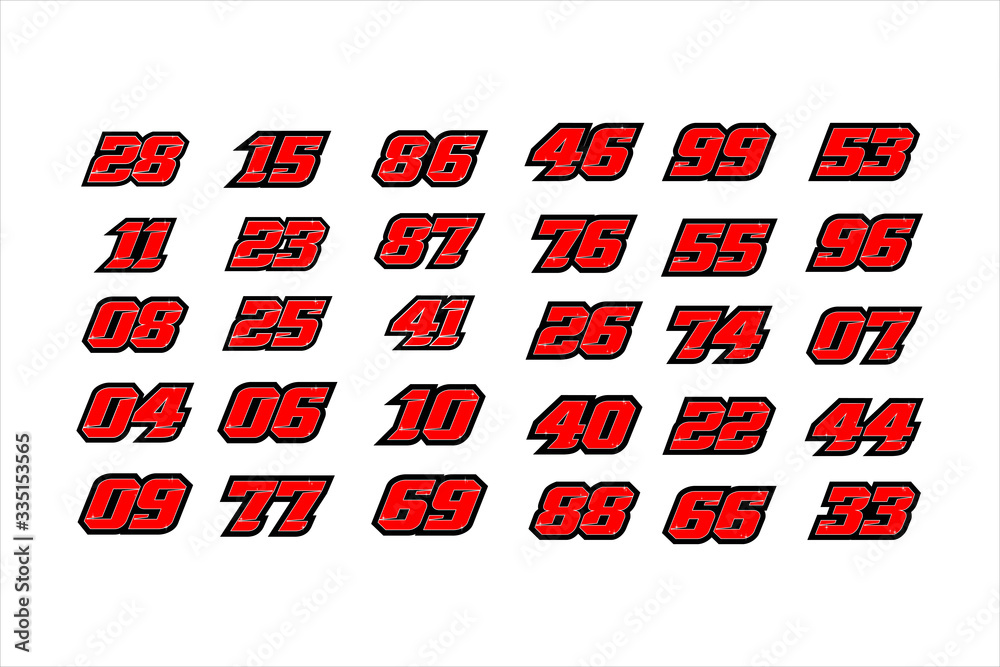 Set of racing number, start racing number, sport race number with ...