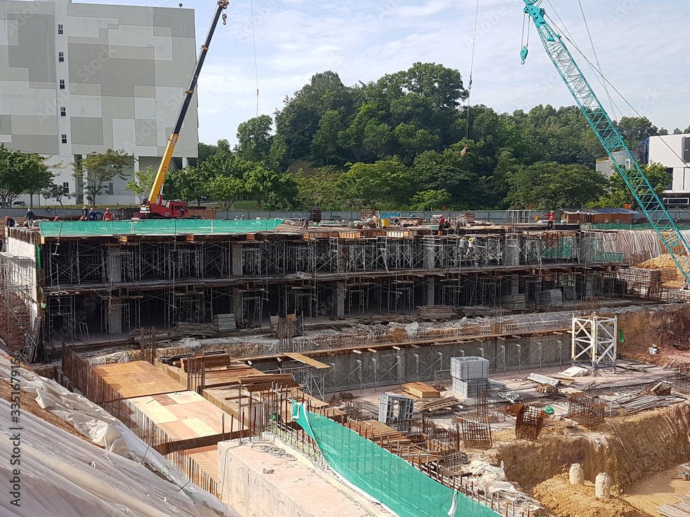 Building substructure and super-structure under construction using the ...