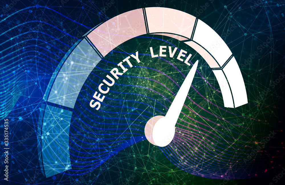 Scale with arrow. The security level measuring device icon. Sign ...