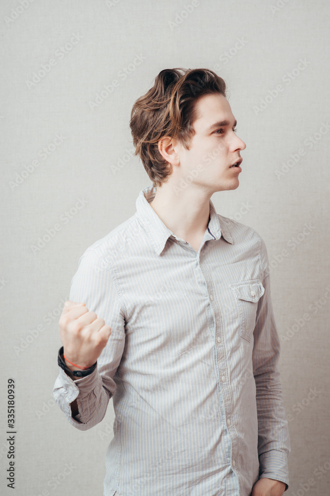 Closeup portrait, hostile angry irritated upset young man raising ...