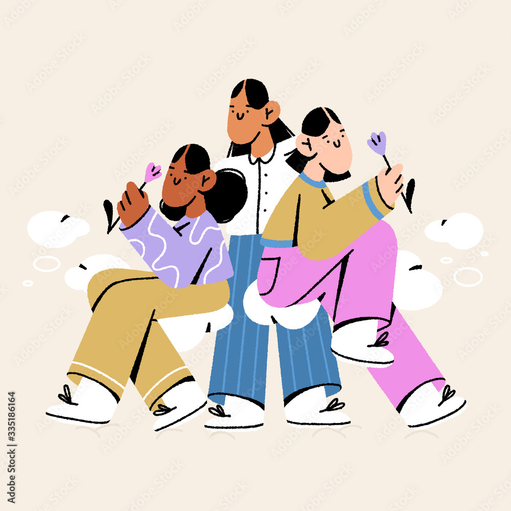 girls supporting girls Stock Illustration | Adobe Stock