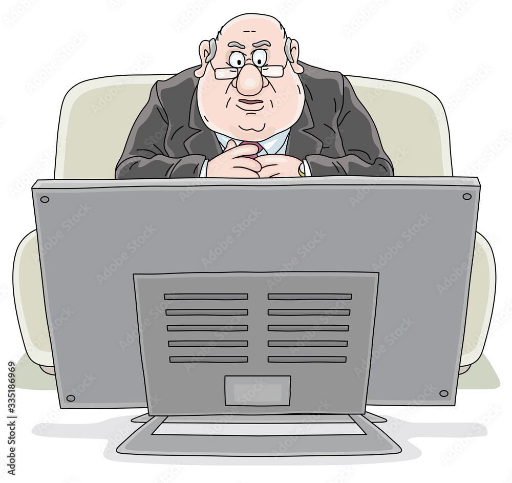 Angry TV viewer with a displeased face sitting on his sofa in front of ...