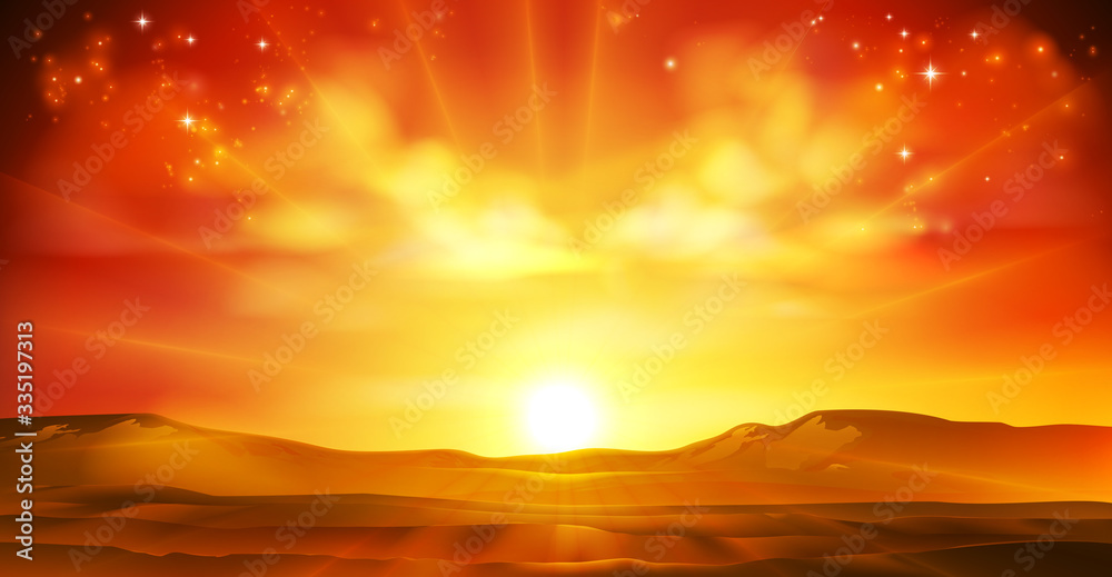 Sky sun sunrise sunset background landscape illustration Stock Vector ...