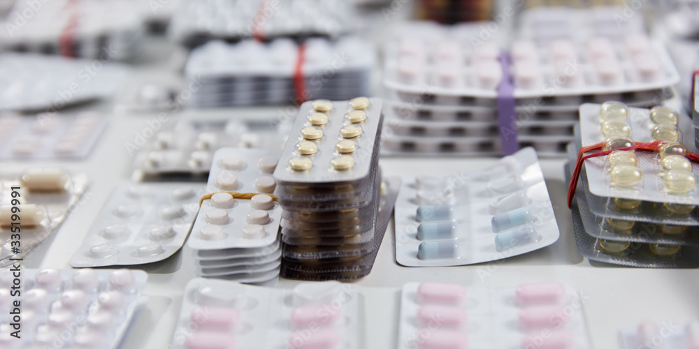 Assorted medicines drugs in blister packaging Stock Photo | Adobe Stock