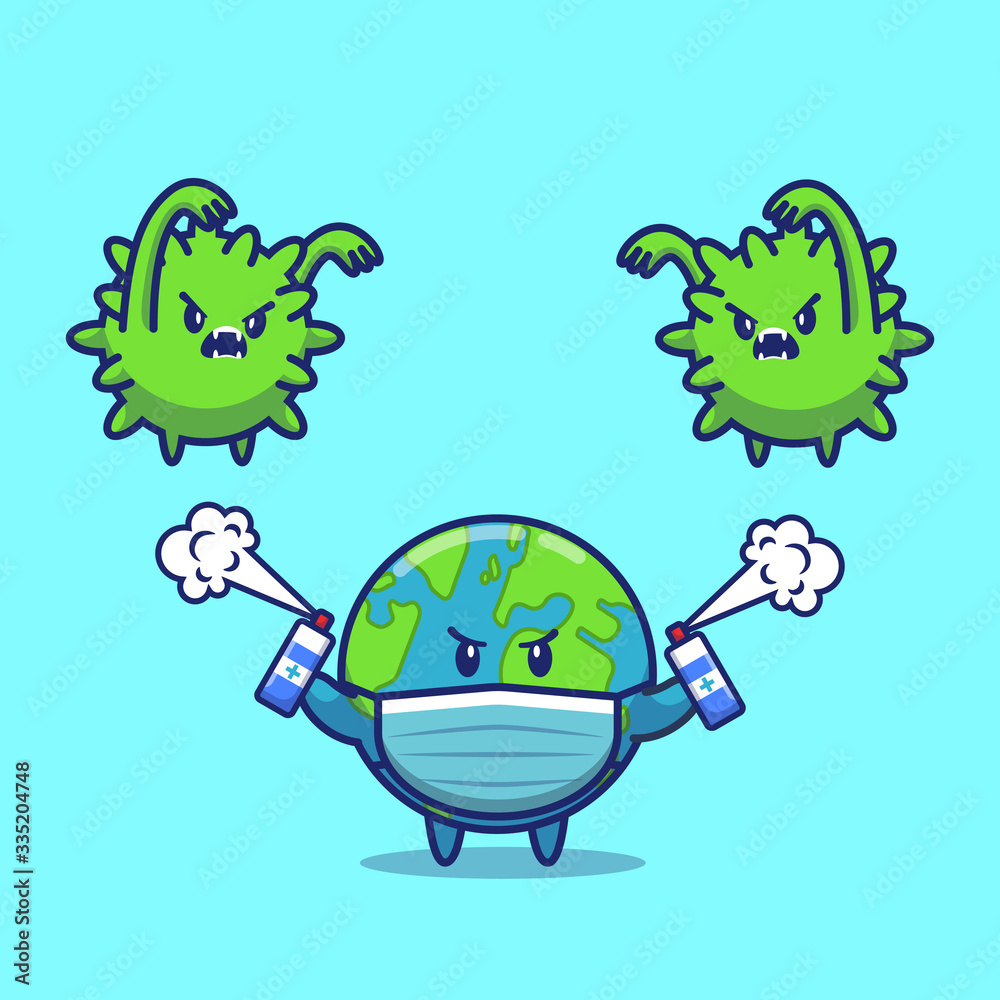 World Fight Corona Virus Vector Icon Illustration. Corona Mascot ...