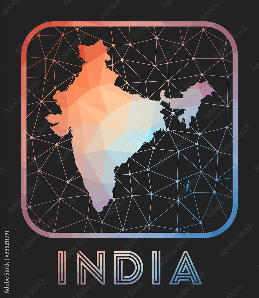 India map design. Vector low poly map of the country. India icon in ...