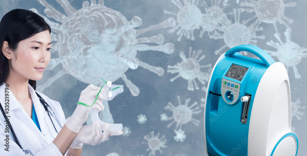 Young Asian Doctor Woman holds Oxygen Mask for Inhale breath problem ...