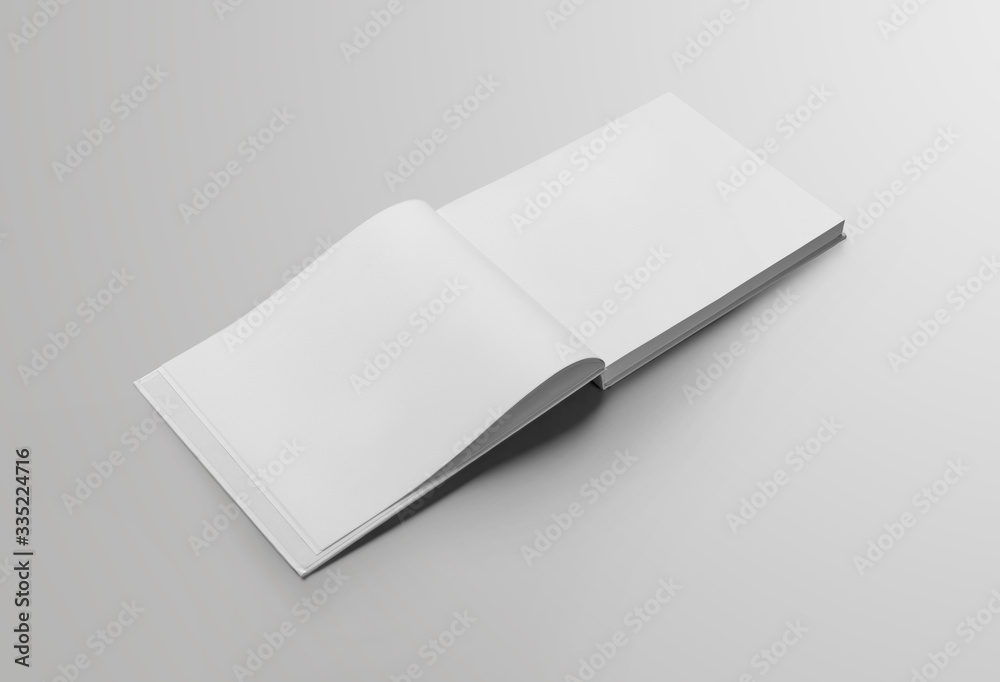 The landscape template of an open book, with flipped pages, with ...
