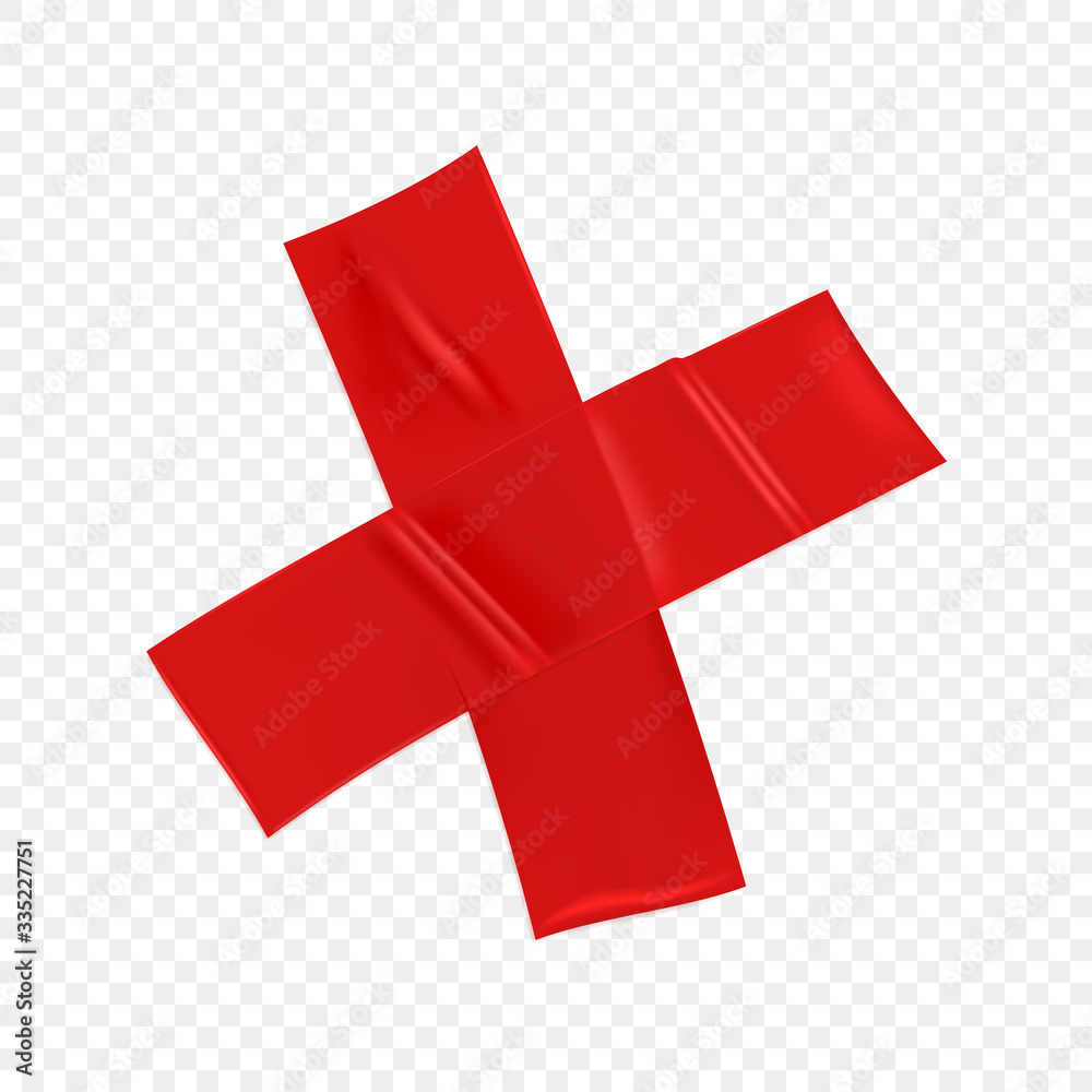 Red duct repair tape cross isolated on transparent background ...