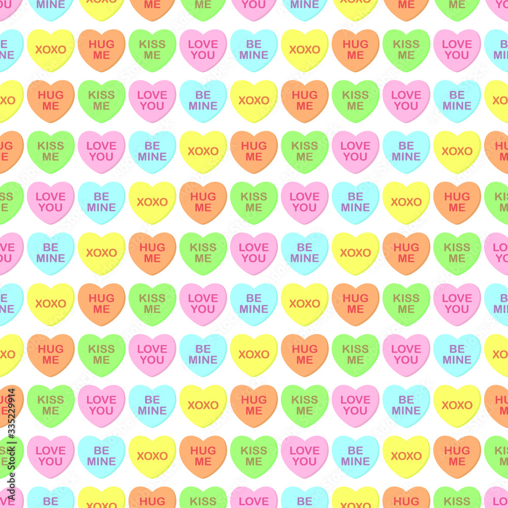 Seamless cute colorful vector valentine pattern with pastel candy ...