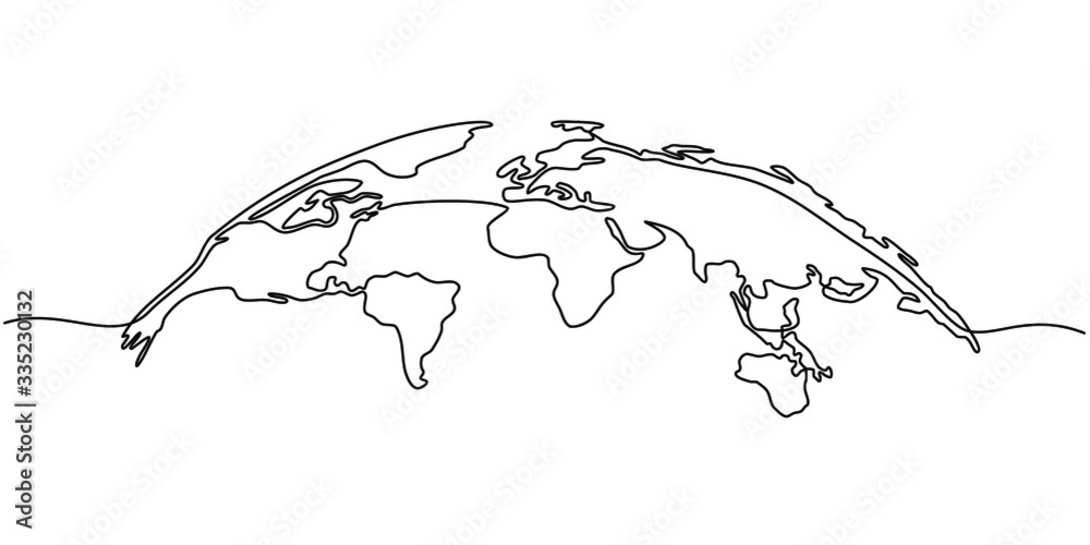 continuous line drawing of world map vector de Stock | Adobe Stock