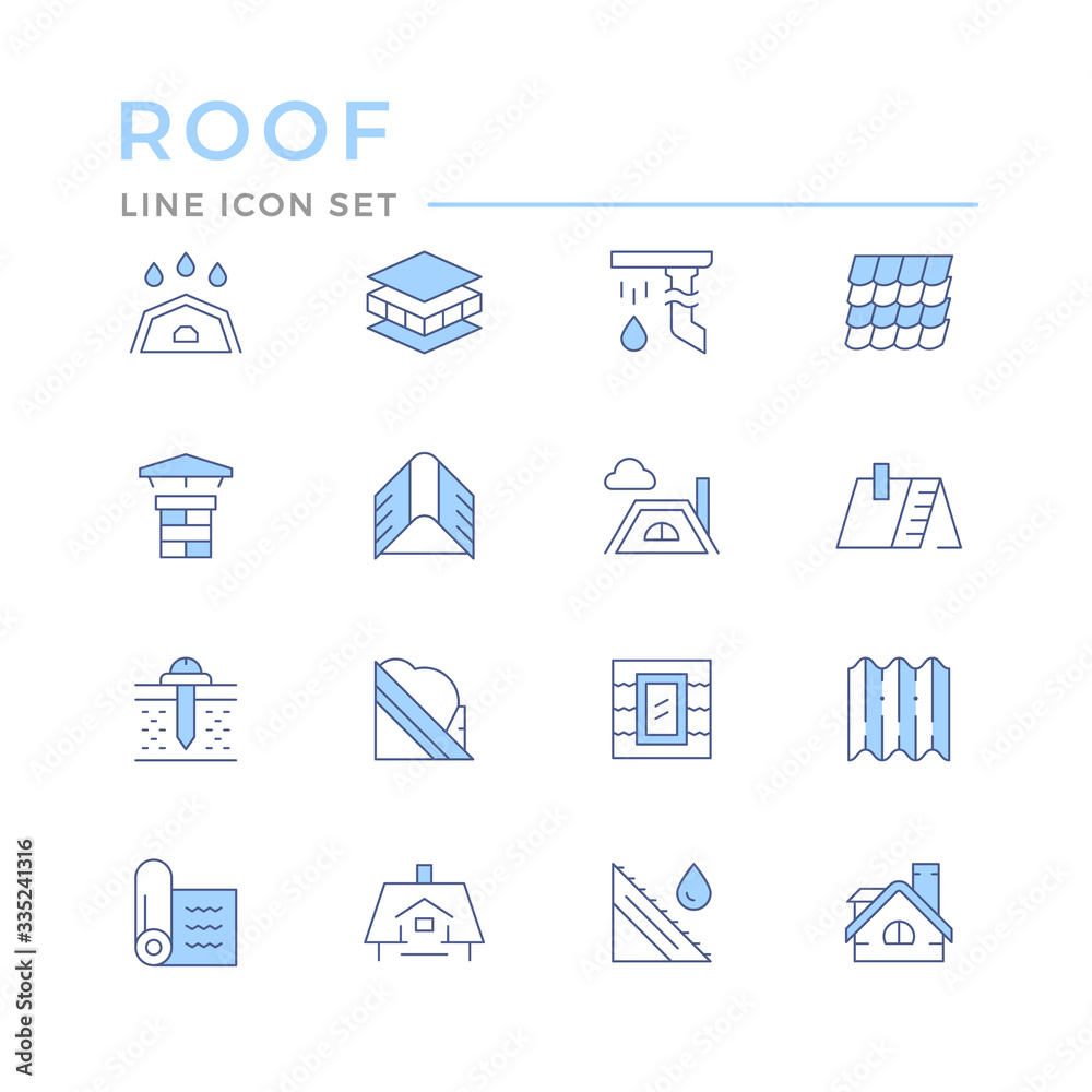 Set color line icons of roof Stock Vector | Adobe Stock