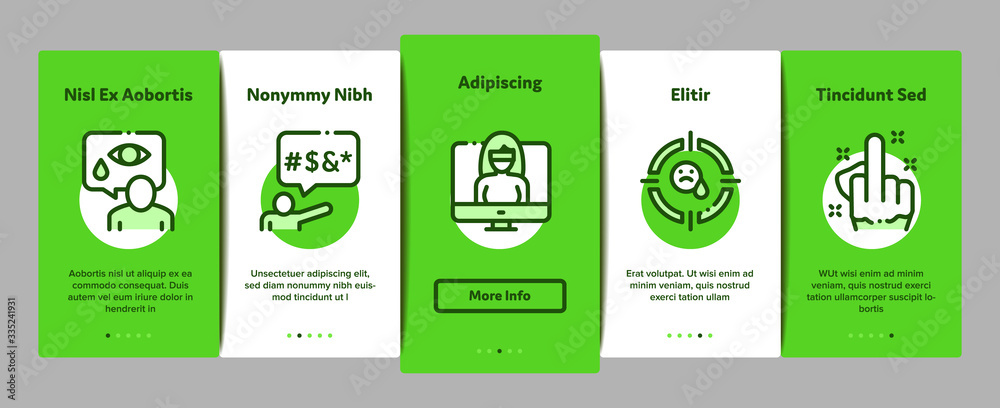 Bullying Aggression Onboarding Mobile App Page Screen Vector. Internet ...