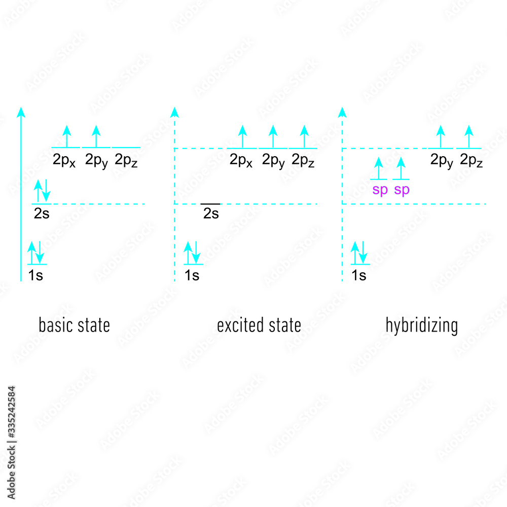 Diagram of the hybridization of the carbon element atom Stock Vector ...