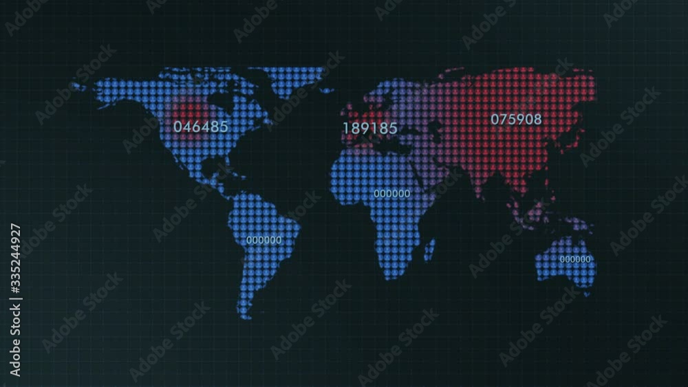 earth map with animation about spreading of coronavirus, numbers are ...