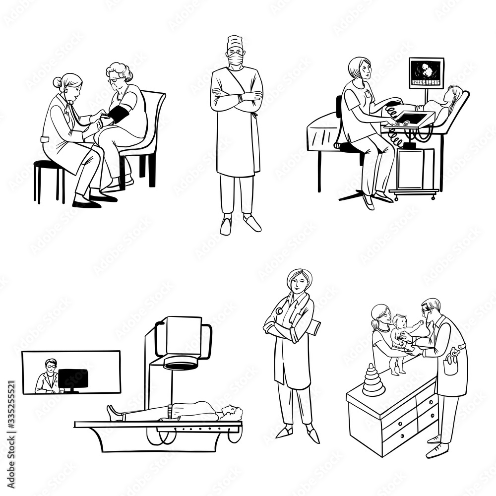 medical team sketch illustration Stock Vector | Adobe Stock