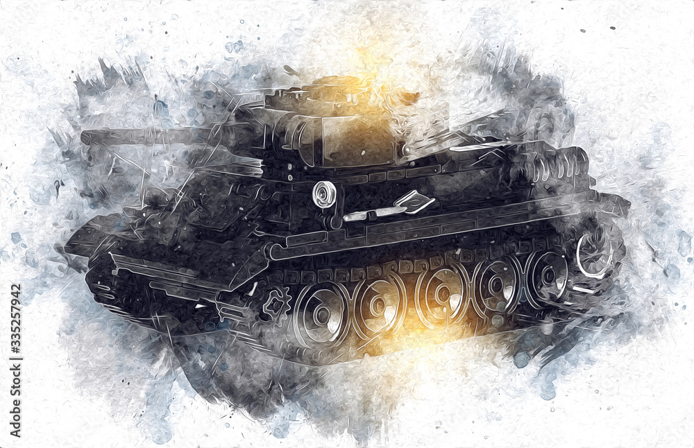 vintage the tank isolated drawing sketch art illustration Stock ...